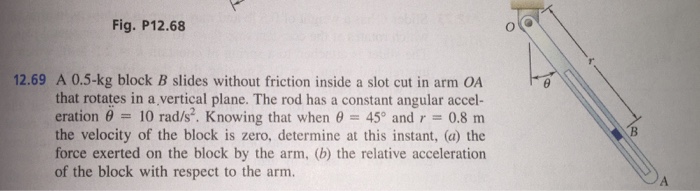 Solved A 0.5-kg block B slides without friction inside a | Chegg.com