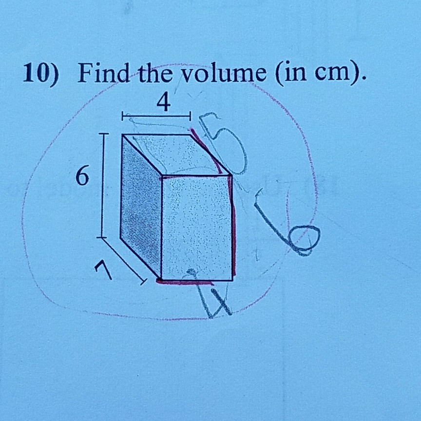 Solved 10) Find the volume (in cm | Chegg.com