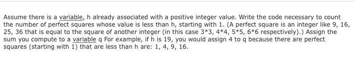Solved Assume There Is A Variable H Already Associated With
