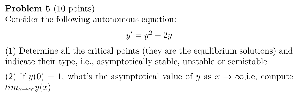 Solved Consider the following autonomous equation: y' = y^2 | Chegg.com