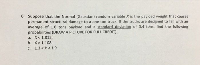 Solved 6. Suppose that the Normal (Gaussian) random variable | Chegg.com