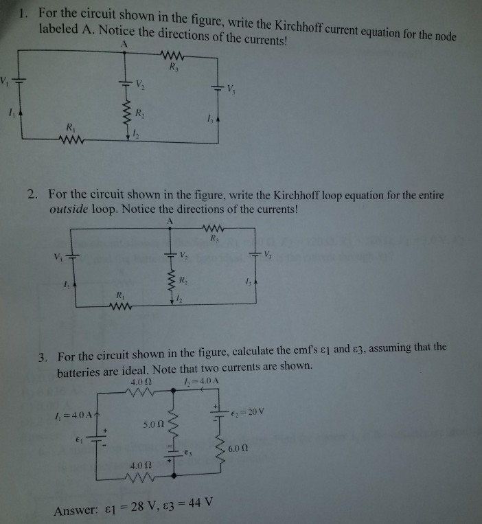 Solved For the circuit shown in the figure, write the | Chegg.com
