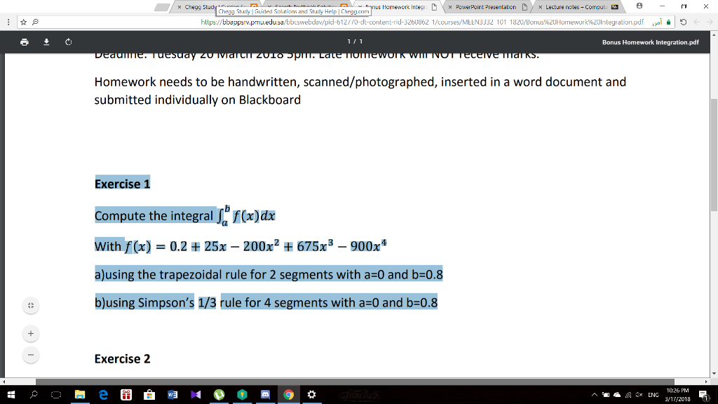Solved s Homework Integi x PowerPoint resentation b / × | Chegg.com