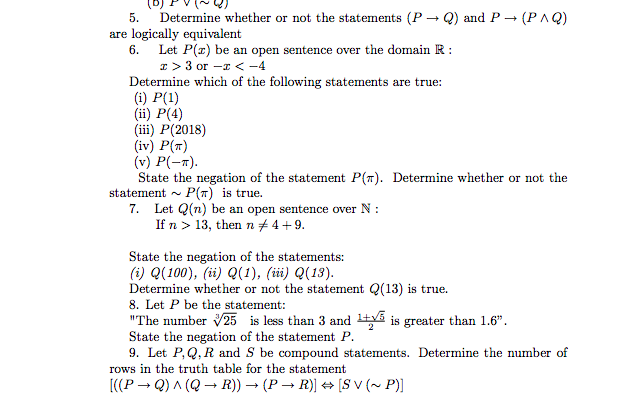 Solved 5. Determine whether or not the statements (P Q) and | Chegg.com