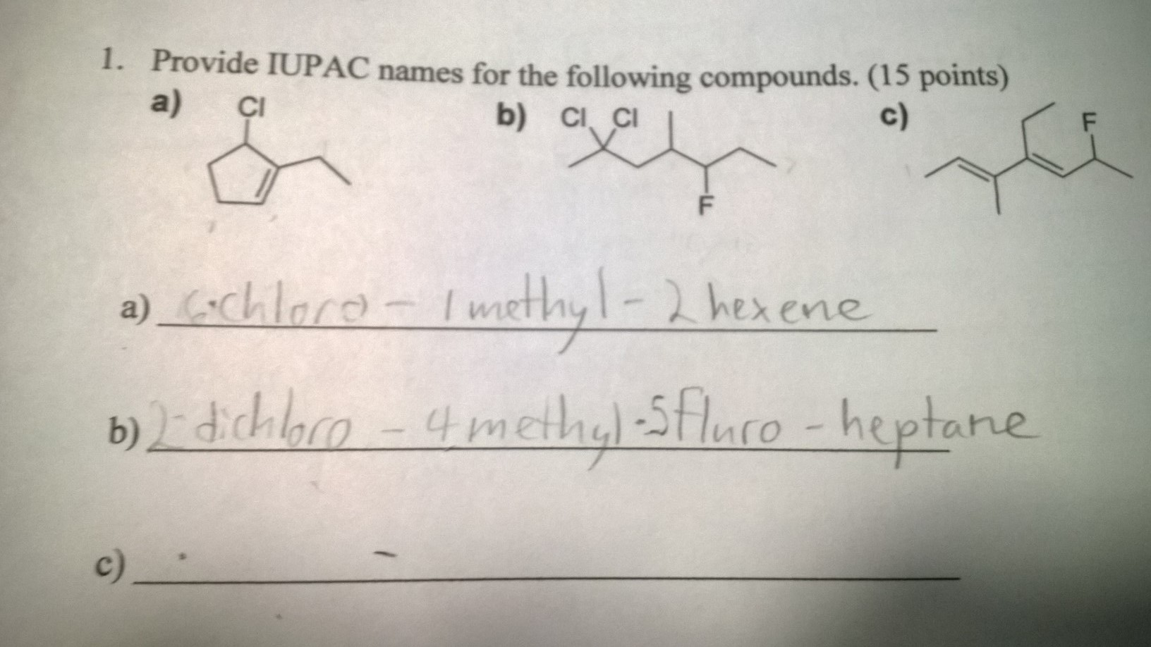 Solved Provide IUPAC names for the following compounds. | Chegg.com