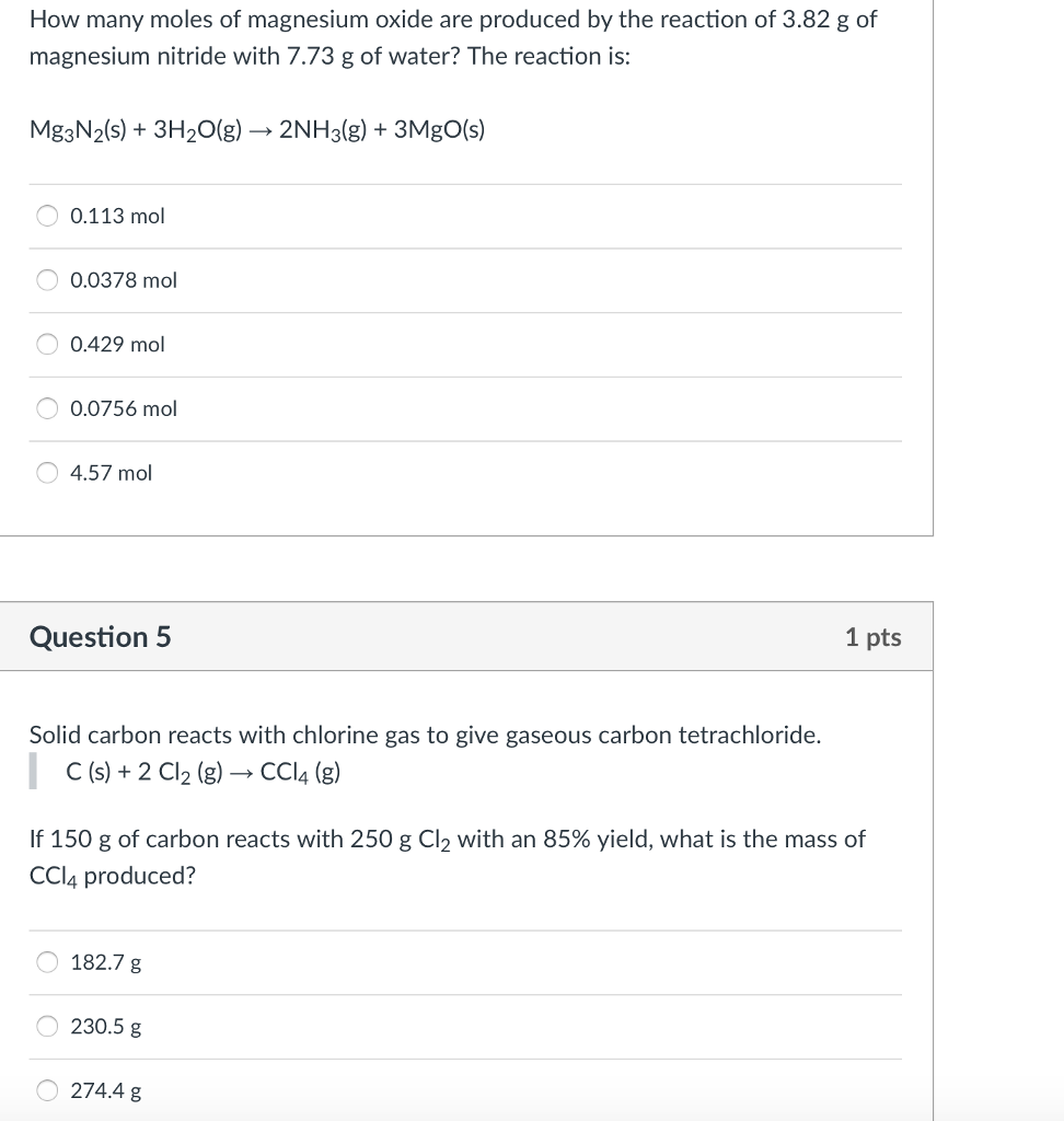 Solved How many moles of magnesium oxide are produced by the | Chegg.com