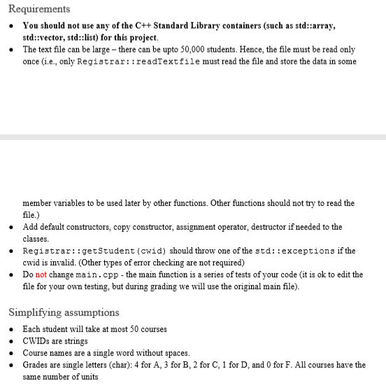 Solved N EED help with the student.h and student.cpp for | Chegg.com