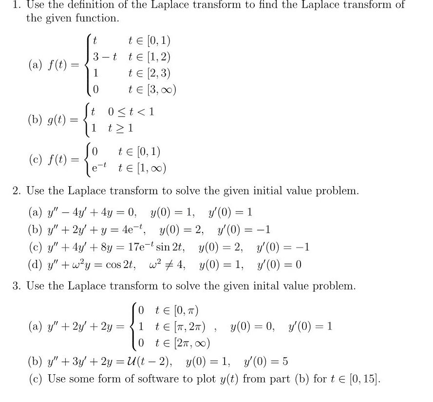 Solved Use the definition of the Laplace transform to find | Chegg.com Solved Use the definition of the Laplace transform to find | Chegg.com