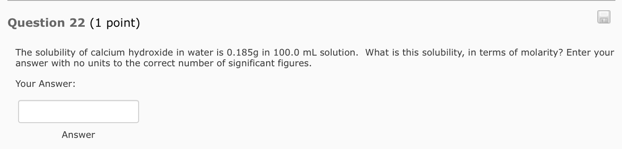 Solved The solubility of calcium hydroxide in water is | Chegg.com