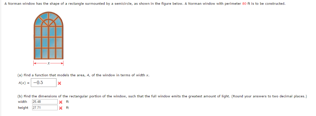 Solved A Norman window has the shape of a rectangle | Chegg.com