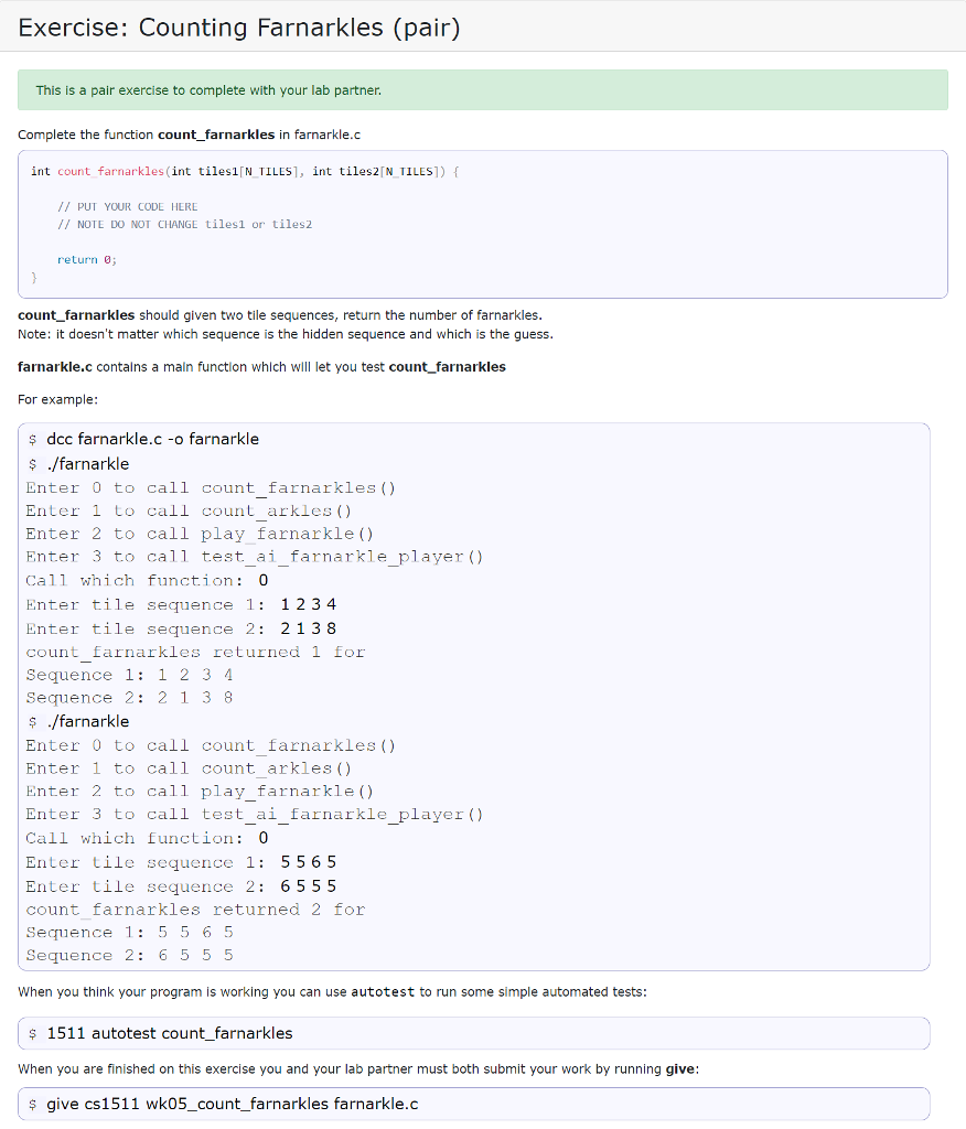 Solved Exercise: Counting Farnarkles (pair) This is a pair | Chegg.com