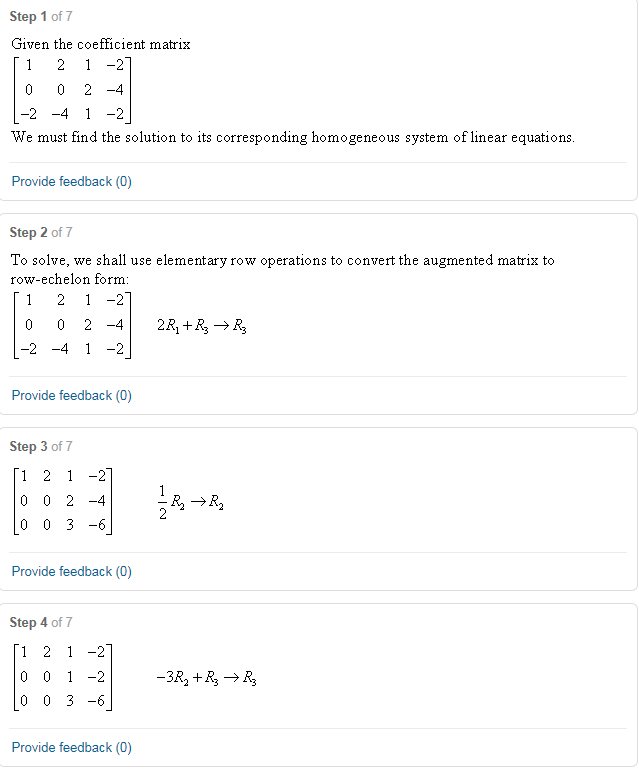 Solved Solve the homogeneous linear system corresponding to | Chegg.com