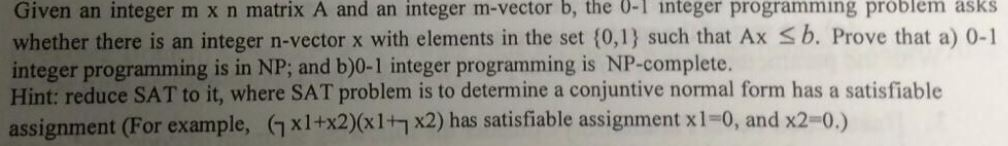 Solved Given an integer m times n matrix A and an integer | Chegg.com