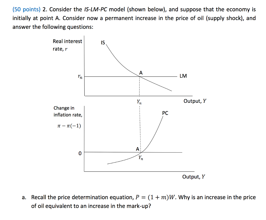 Solved (50 points) 2. Consider the IS-LM-PC model (shown | Chegg.com