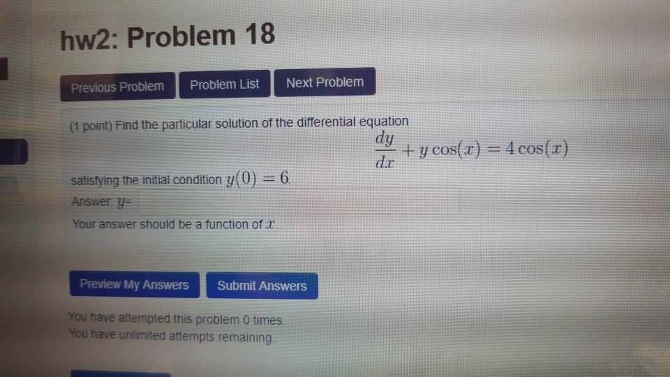 Solved hw2: Problem 18 Problem List Next Problem Previous | Chegg.com