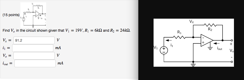 Solved (15 points) Vx Find V. in the circuit shown given | Chegg.com