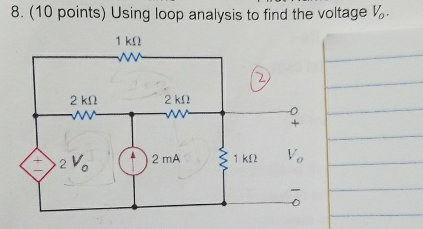 Solved 8 10 Points Using Loop Analysis To Find The 