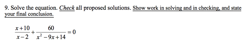 Solved Solve the equation. Check all proposed solutions. | Chegg.com