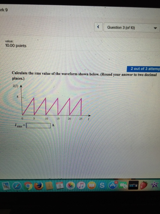 Solved Calculate the rms value of the waveform shown below. | Chegg.com