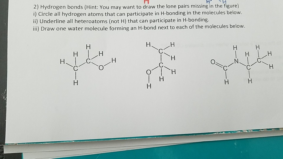 Solved 2) Hydrogen bonds (Hint: You may want to draw the | Chegg.com