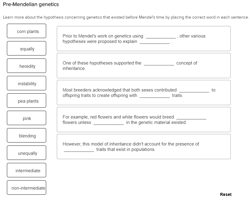 Solved Pre-Mendelian genetics Learn more about the | Chegg.com