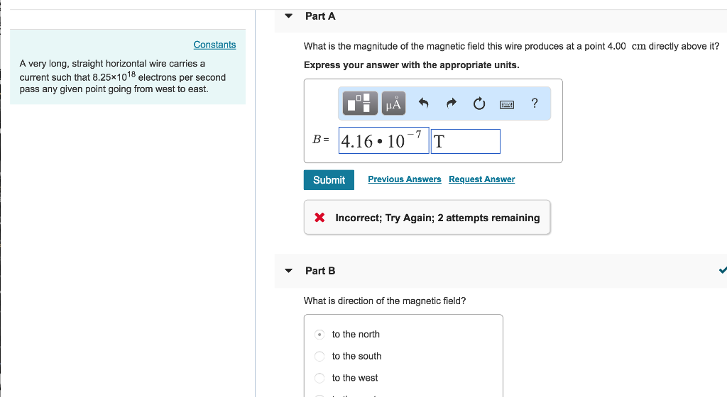 Solved Part A Constants What is the magnitude of the | Chegg.com