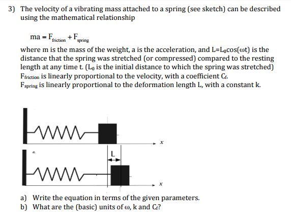 Solved 3) The velocity of a vibrating mass attached to a | Chegg.com
