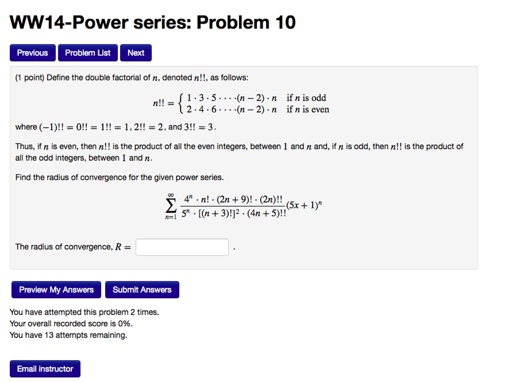 Solved Define The Double Factorial Of N Denoted N As