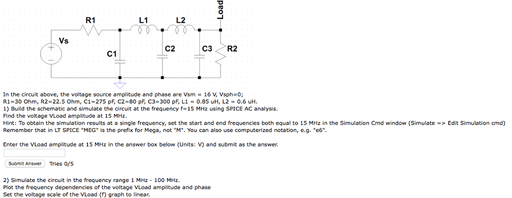Solved R1 L1 L2 Vs C2 C3 R2 C1 In the circuit above, the | Chegg.com
