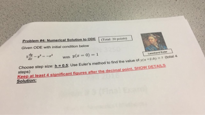 Solved Numerical Solution to ODE Given ODE with initial | Chegg.com