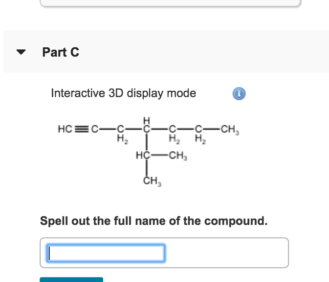 Solved Part C Interactive 3D display mode H2 H2 H2 HCCH CH | Chegg.com