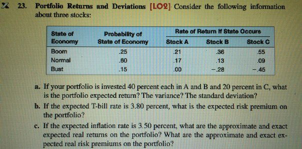 Solved 23. Portfolio Return and Deviations [L02] Consider | Chegg.com