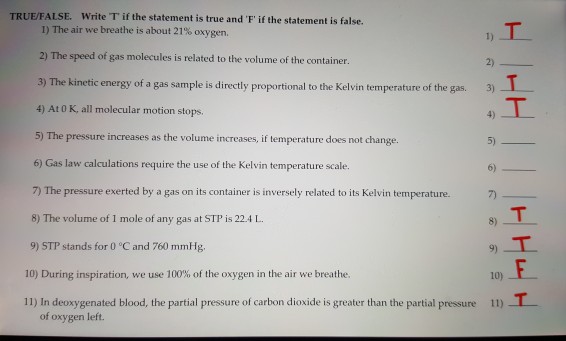 Solved TRUE/FALSE. Write T if the statement is true and F' | Chegg.com