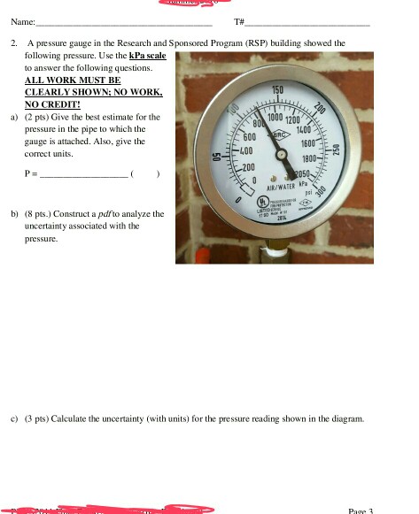 Solved A pressure gauge in the Research and Sponsored | Chegg.com