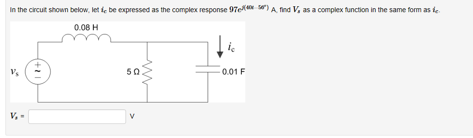 Solved In the circuit shown below, let ic be expressed as | Chegg.com