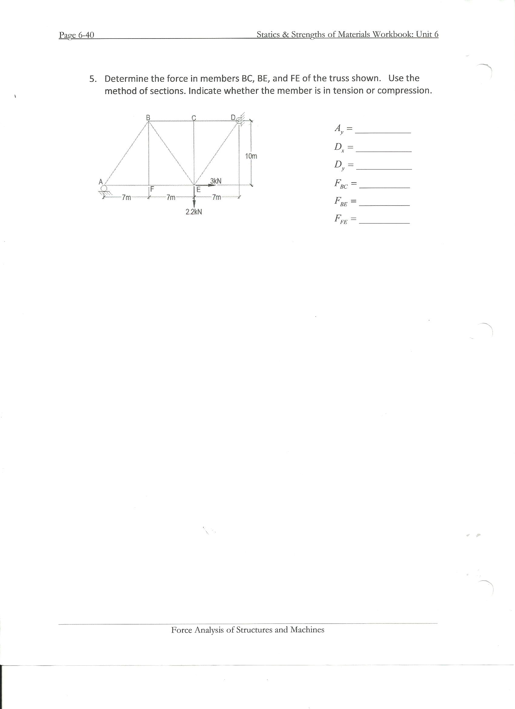Solved Page 6-40 Statics & Strengths of Materials Workbook: | Chegg.com