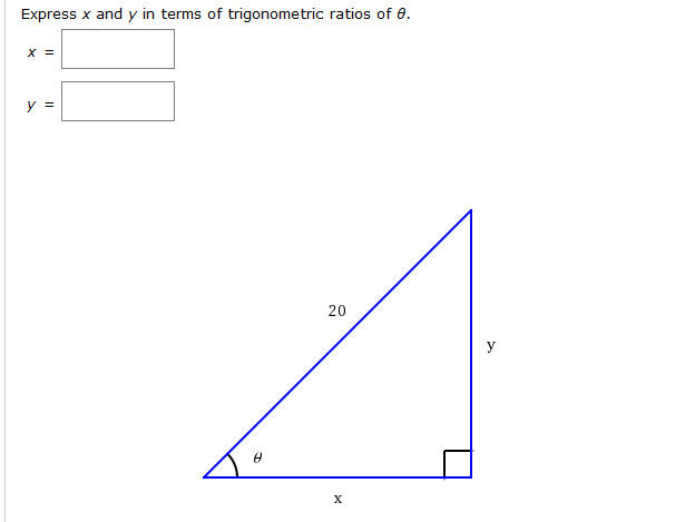 Solved Express x and y in terms of trigonometric ratios of | Chegg.com