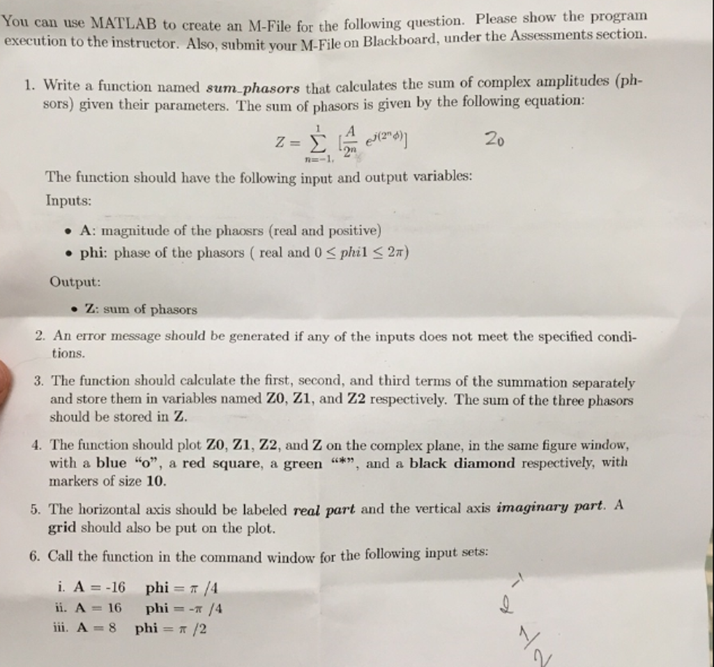You Can Use Matlab To Create An M File For The