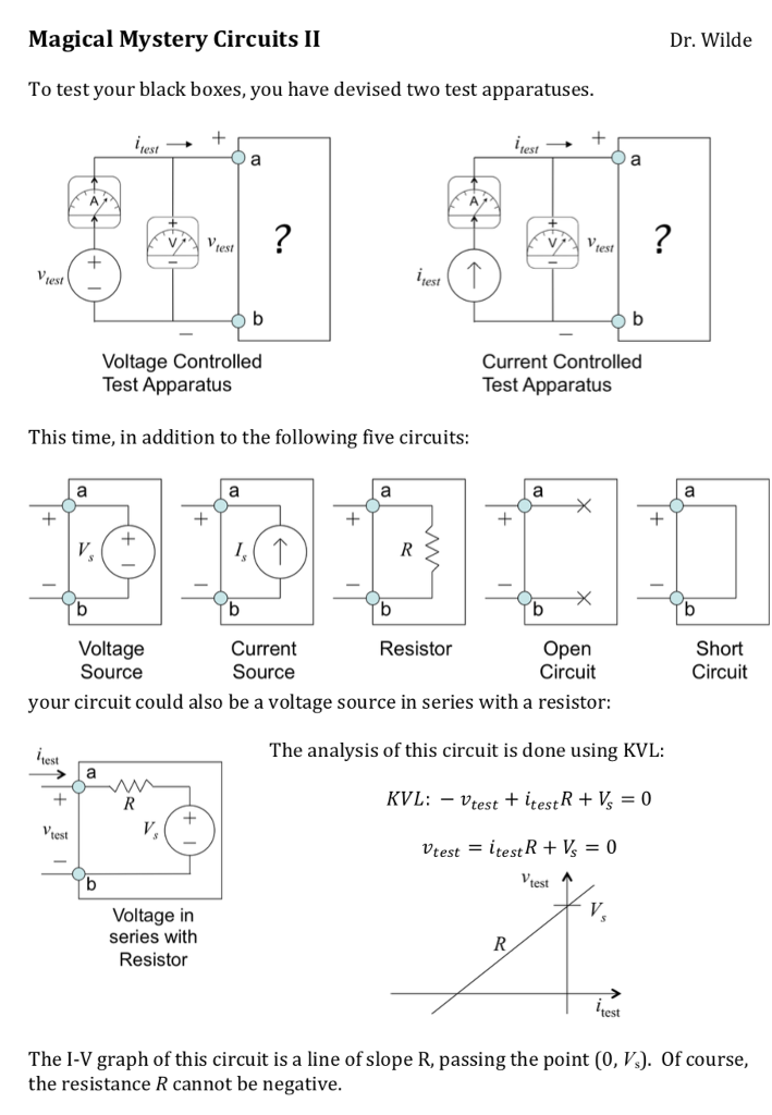 Solved Magical Mystery Circuits II Dr. Wilde To test your | Chegg.com
