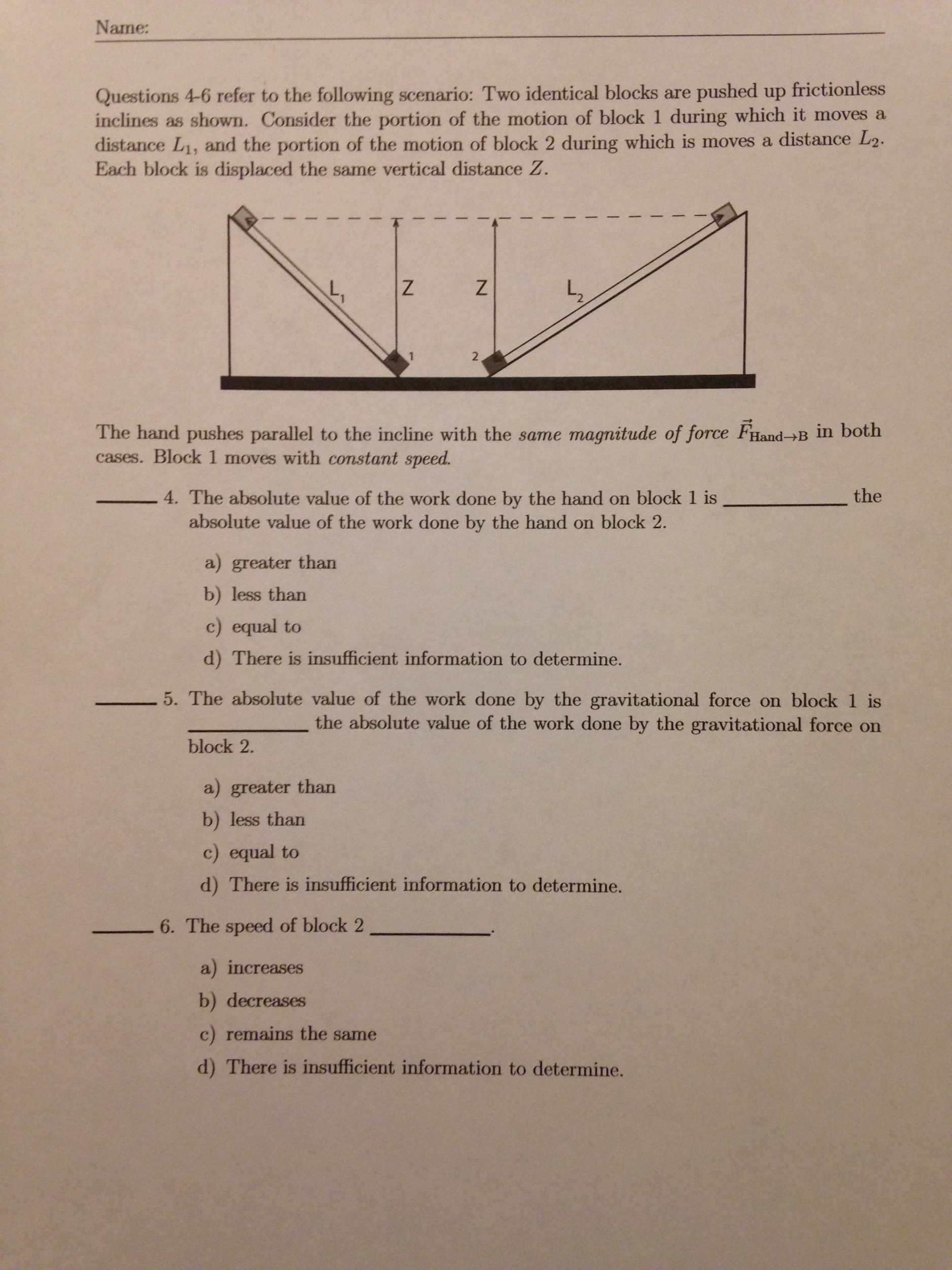 Solved Two identical blocks are pushed up frictionless | Chegg.com