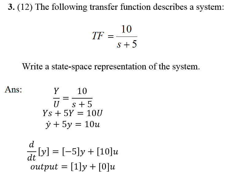 Solved The following transfer function describes a system: | Chegg.com