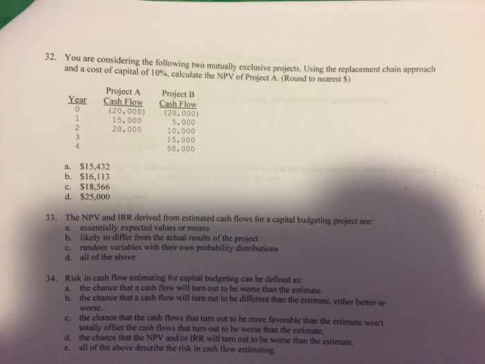 Solved You are considering the following two mutually | Chegg.com