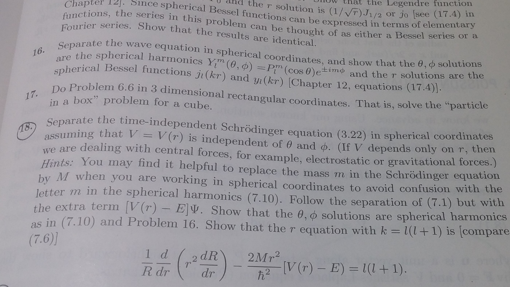 Separate the wave equation in spherical coordinates, | Chegg.com