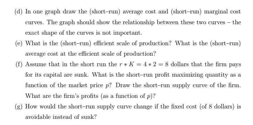 Solved (2) Consider the production function f(L, K) = 2KVL | Chegg.com