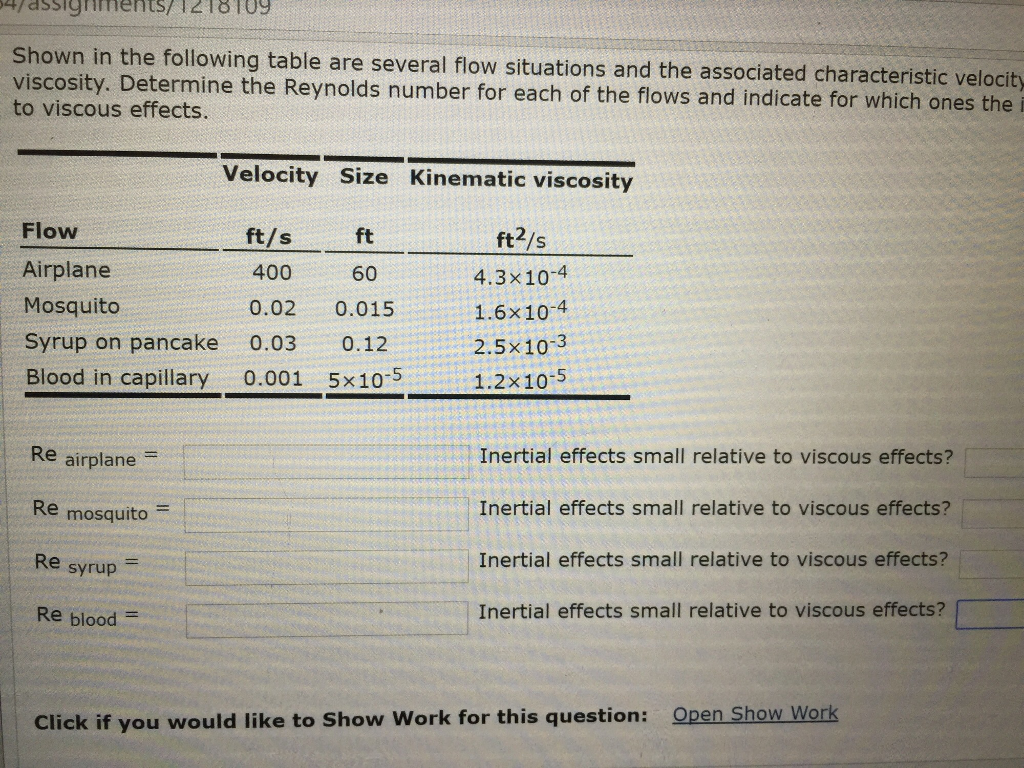 Solved Shown in the following table are several flow | Chegg.com