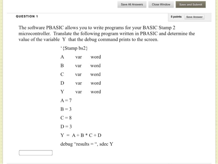 Solved The software PBASIC allows you to write programs for | Chegg.com