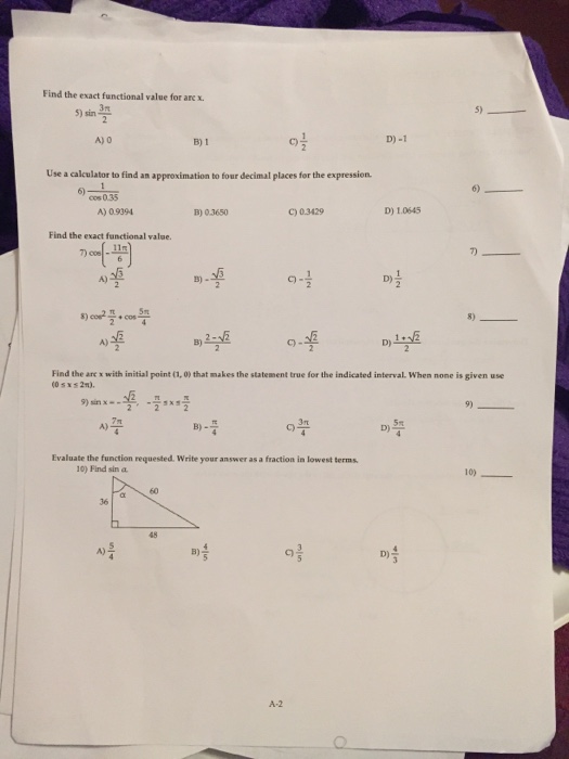 Solved Find the exact functional value for are x. sin 3 | Chegg.com