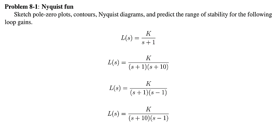 Solved Sketch pole-zero plots, contours, Nyquist diagrams, | Chegg.com