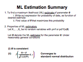 Solved ML Estimation Summary 1. To find a maximum likelihood | Chegg.com
