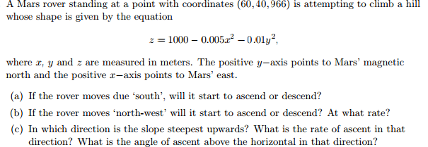 A Mars rover standing at a point with coordinates | Chegg.com